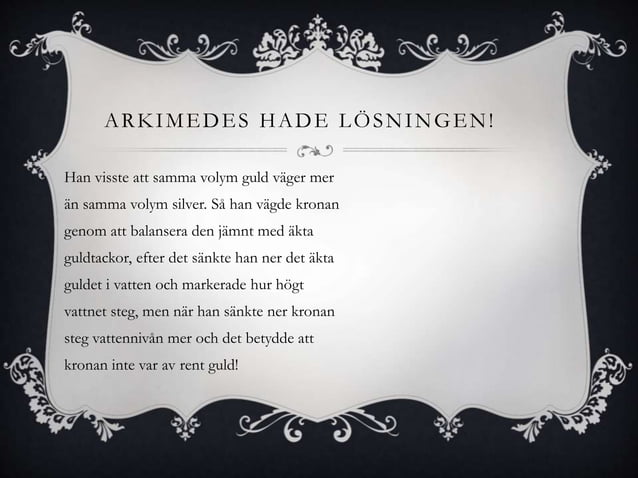 Historien om arkimedes upptäckt | PPT