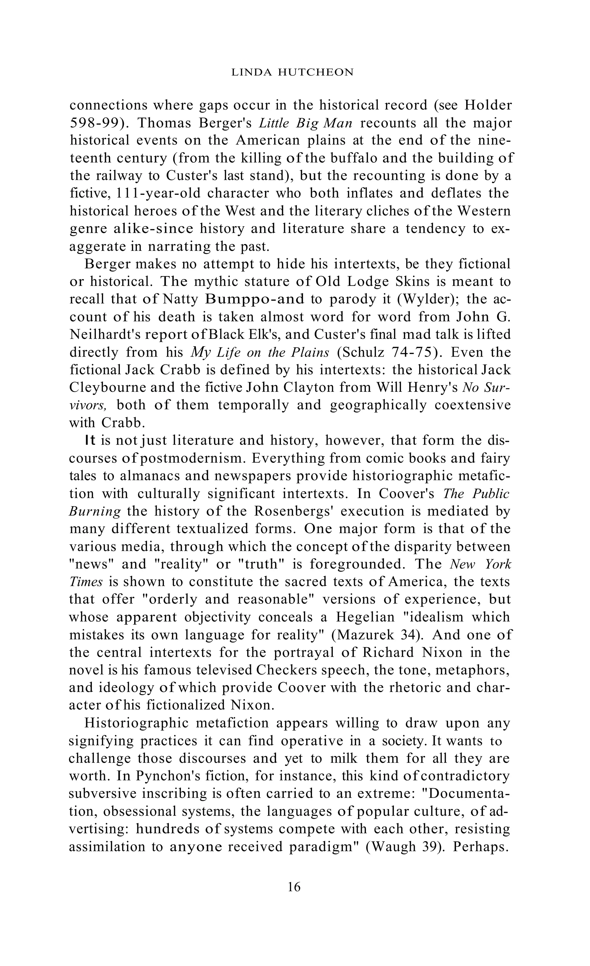 Historiographic Metafiction - Linda Hutcheon | PDF