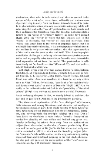 Historiographic Metafiction - Linda Hutcheon | PDF