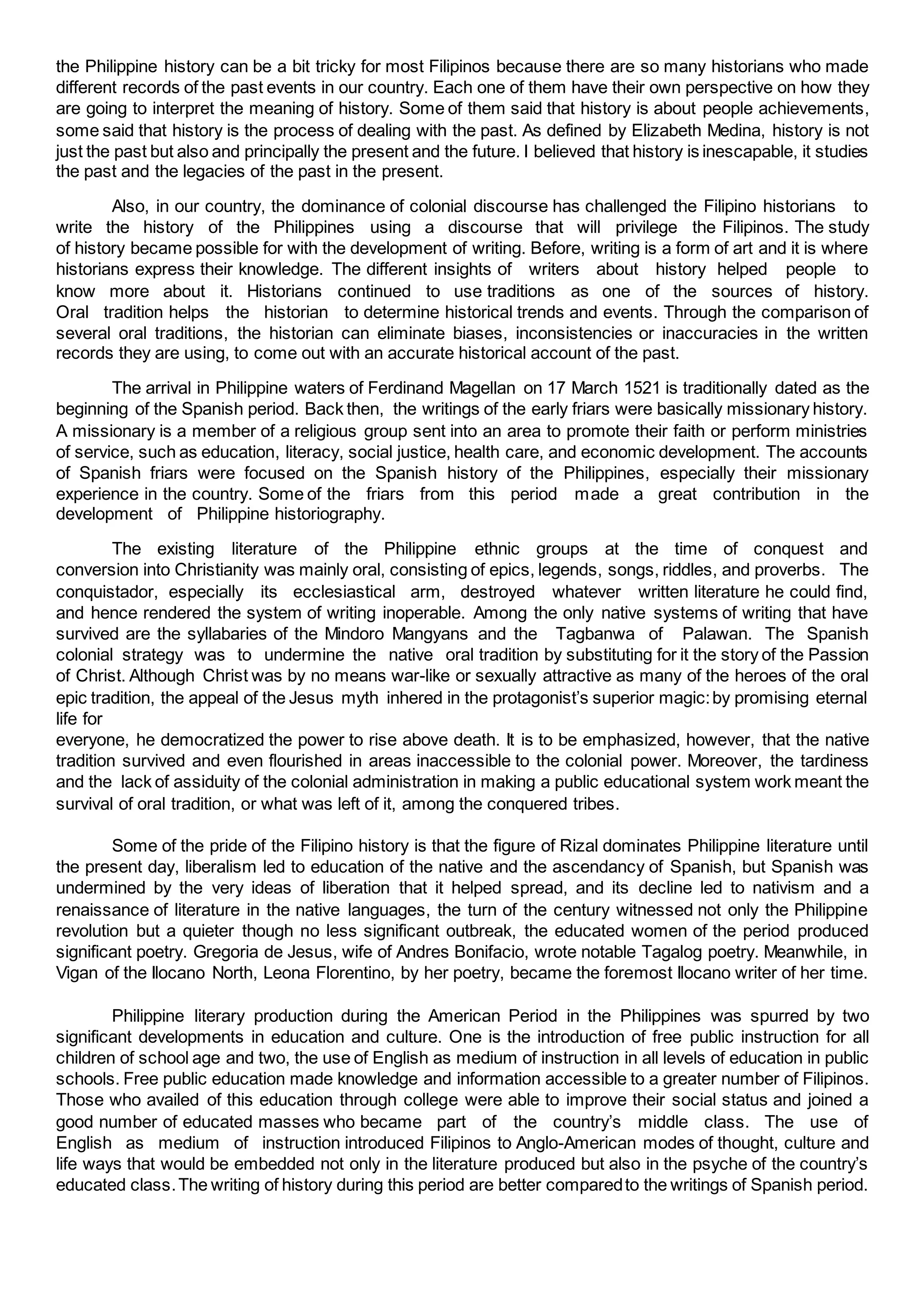 Historiography of the philippines | DOCX