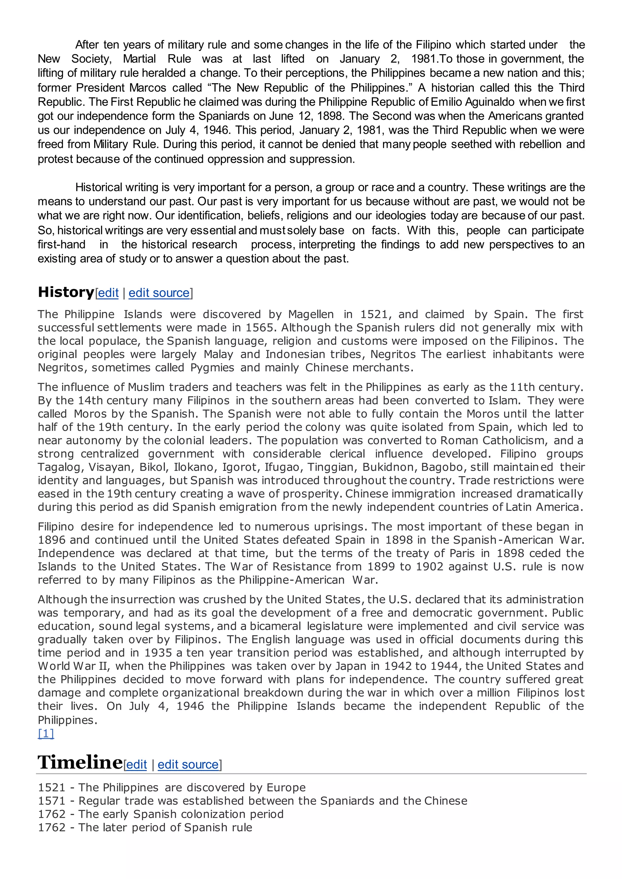 Historiography of the philippines | DOCX