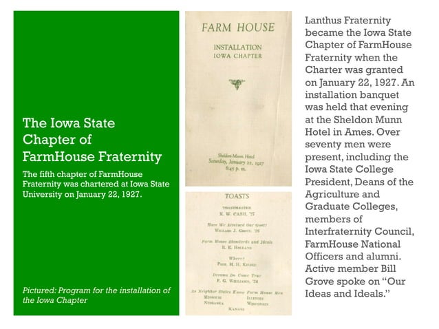 History of the Iowa State Chapter of FarmHouse Fraternity | PPT
