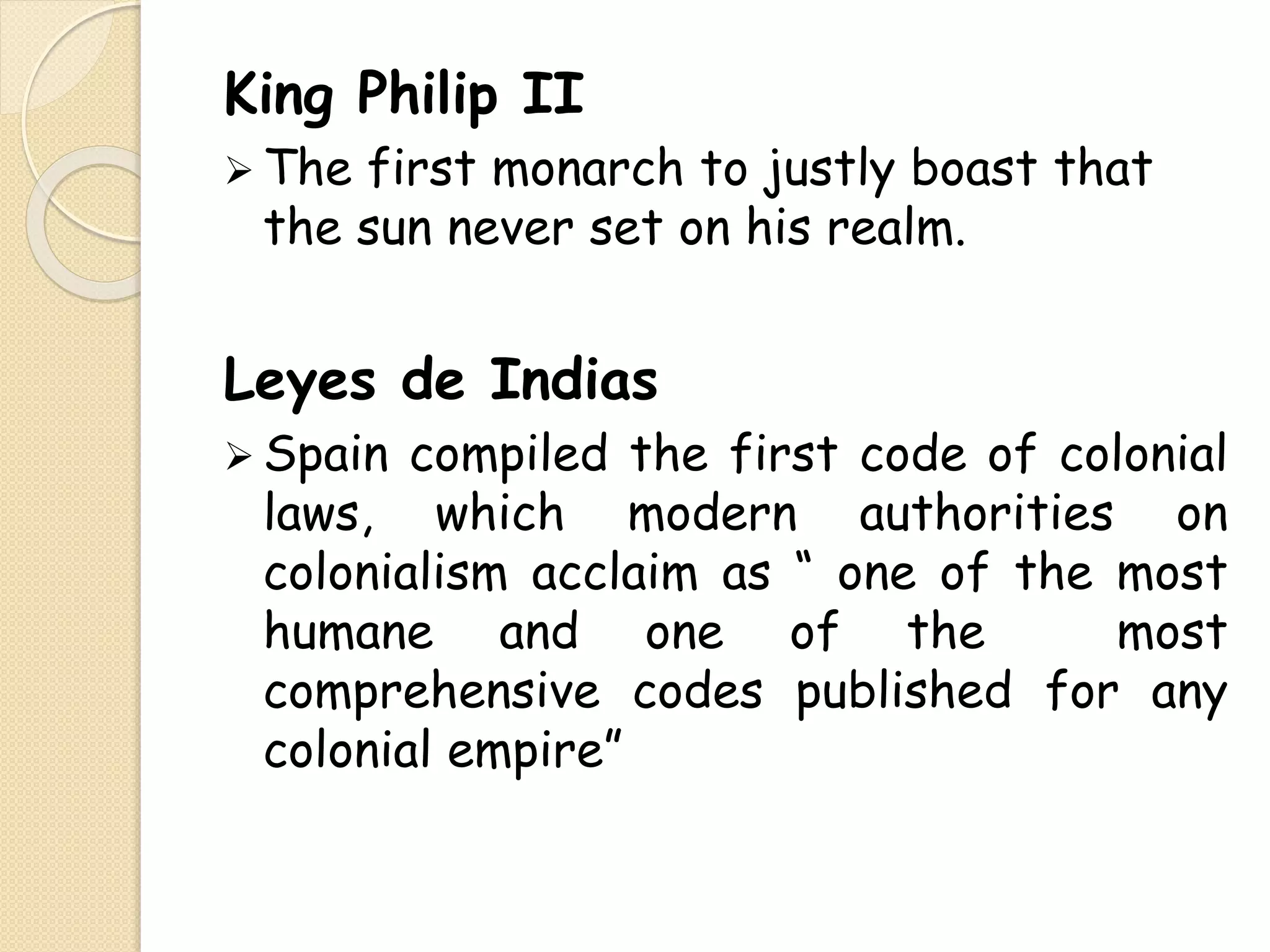 History : THE SPANISH COLONIAL SYSTEM | PPTX