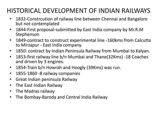 historical development of railways in India | PPT | Rail Travel ...