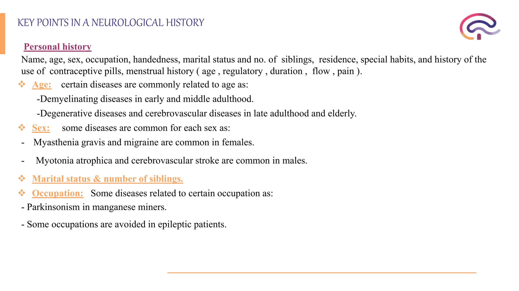 Neurological history taking (2024) . | PPTX