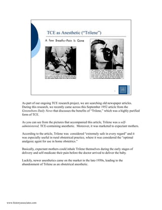 A Historical Survey of the Use and Regulation of TCE | PDF