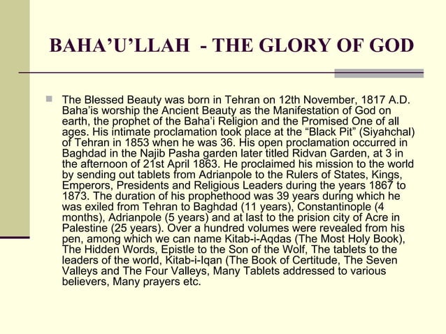 History bahai faith | PPT | Christianity | Religion & Spirituality