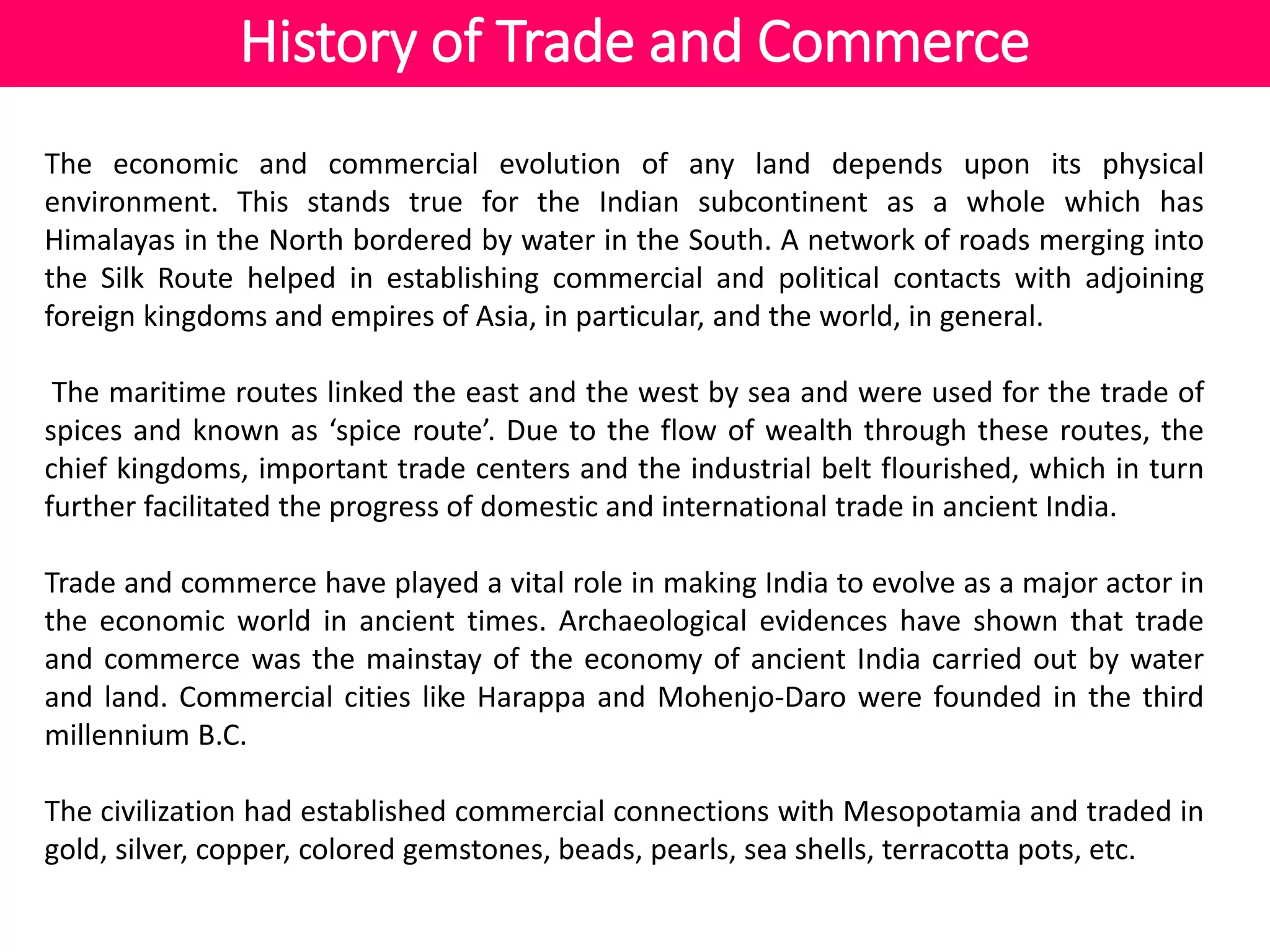 History of Trade and Commerce in Ancient India . p1 VIVA VVIT | PPTX
