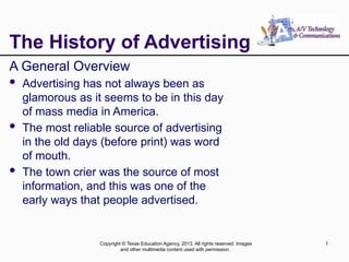 THE HISTORY OF ADVERTISING, GENERAL OVERVIEW | PPTX