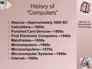 History Of Educational Technology | PPS | Computing | Technology ...