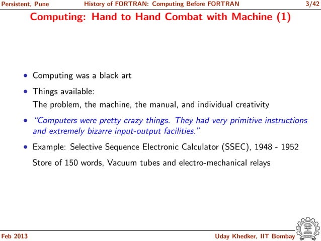 Early History of Fortran: The Making of a Wonder | Turing100@Persistent | PDF