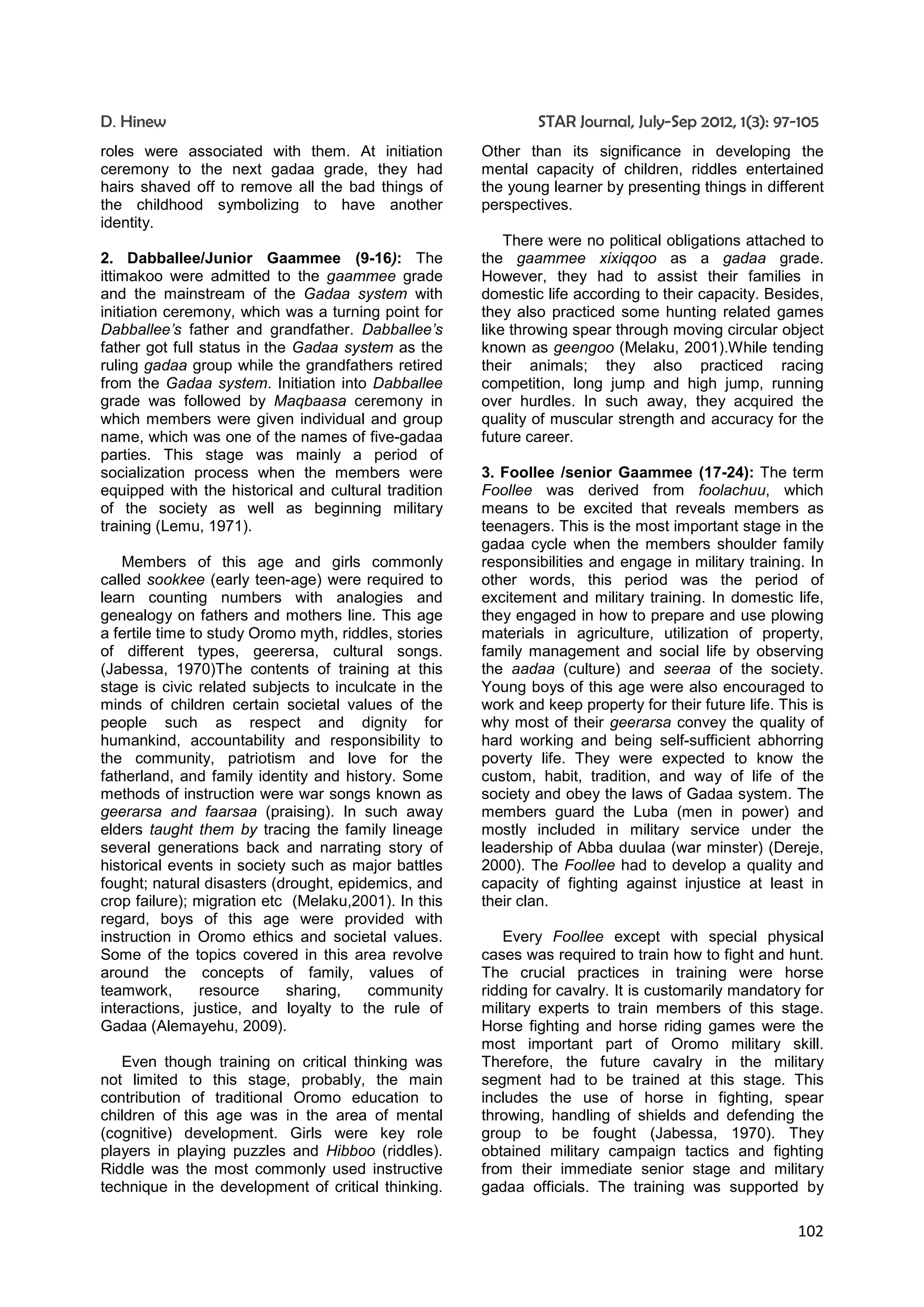 History of-oromo-social-organization-gadaa-grades-based-roles | PDF