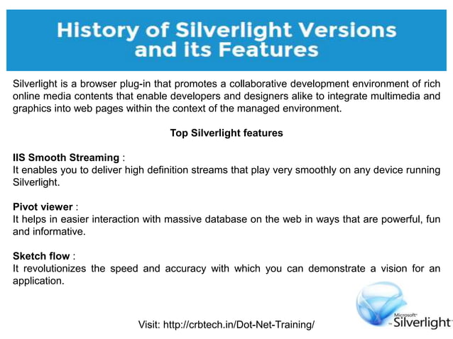 History of-silverlight-versions-and-its-features-CRB-Tech | PPTX