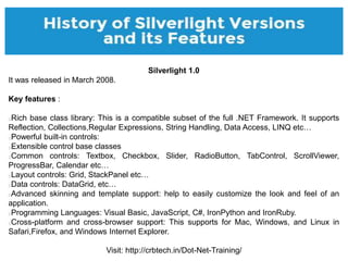 History of-silverlight-versions-and-its-features-CRB-Tech | PPTX