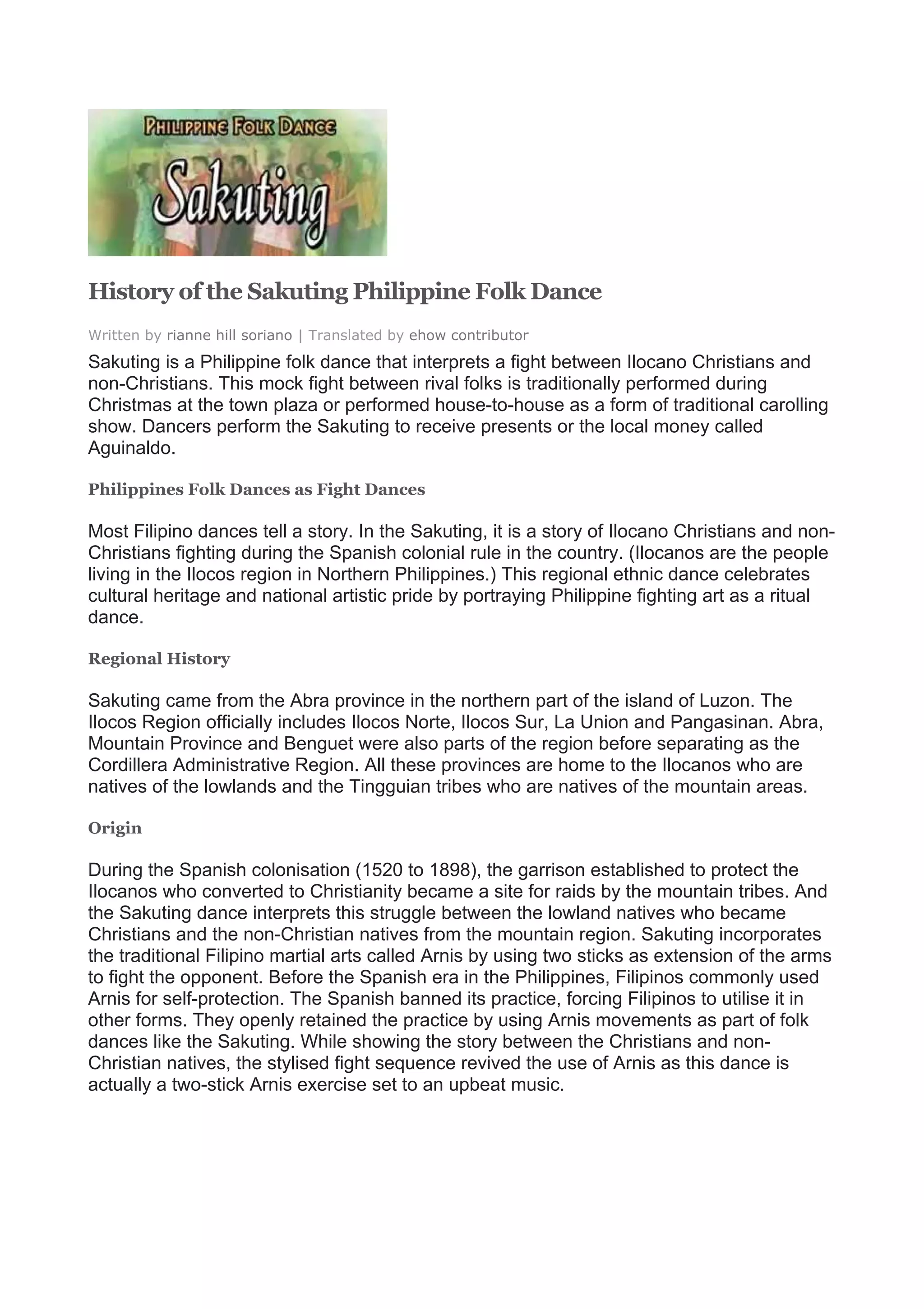 History of-the-sakuting-philippine-folk-dance | PDF