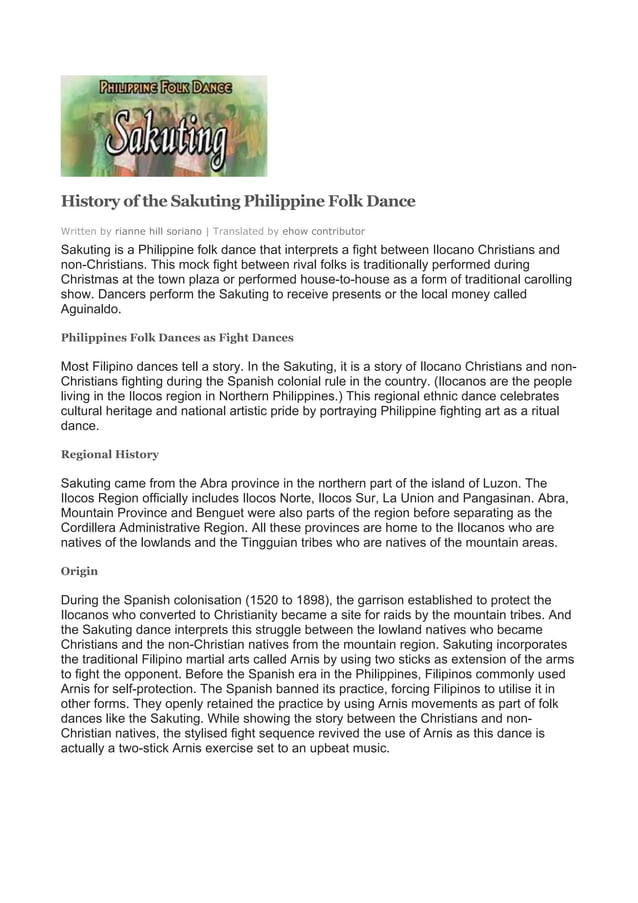 History of-the-sakuting-philippine-folk-dance | PDF
