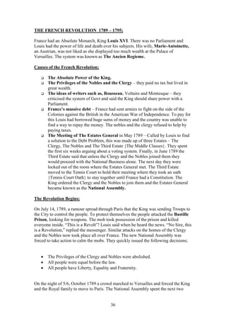 History Notes on the Age of Revolutions | PDF