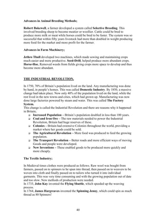 History Notes on the Industrial and Agricultural Revolutions | PDF