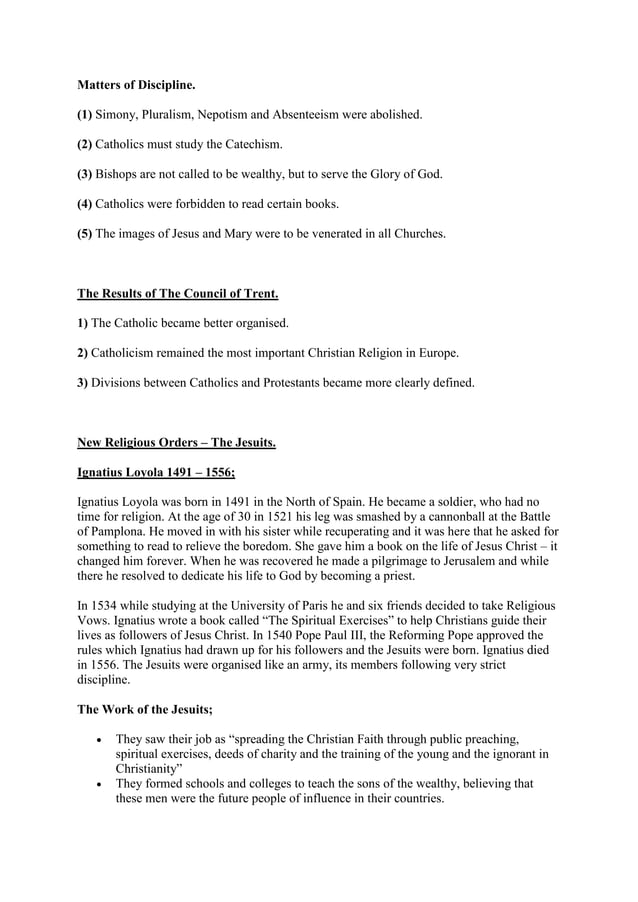 History Notes The Reformation and Counter Reformation | PDF