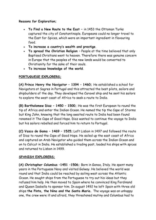 The Age of Exploration Notes | PDF