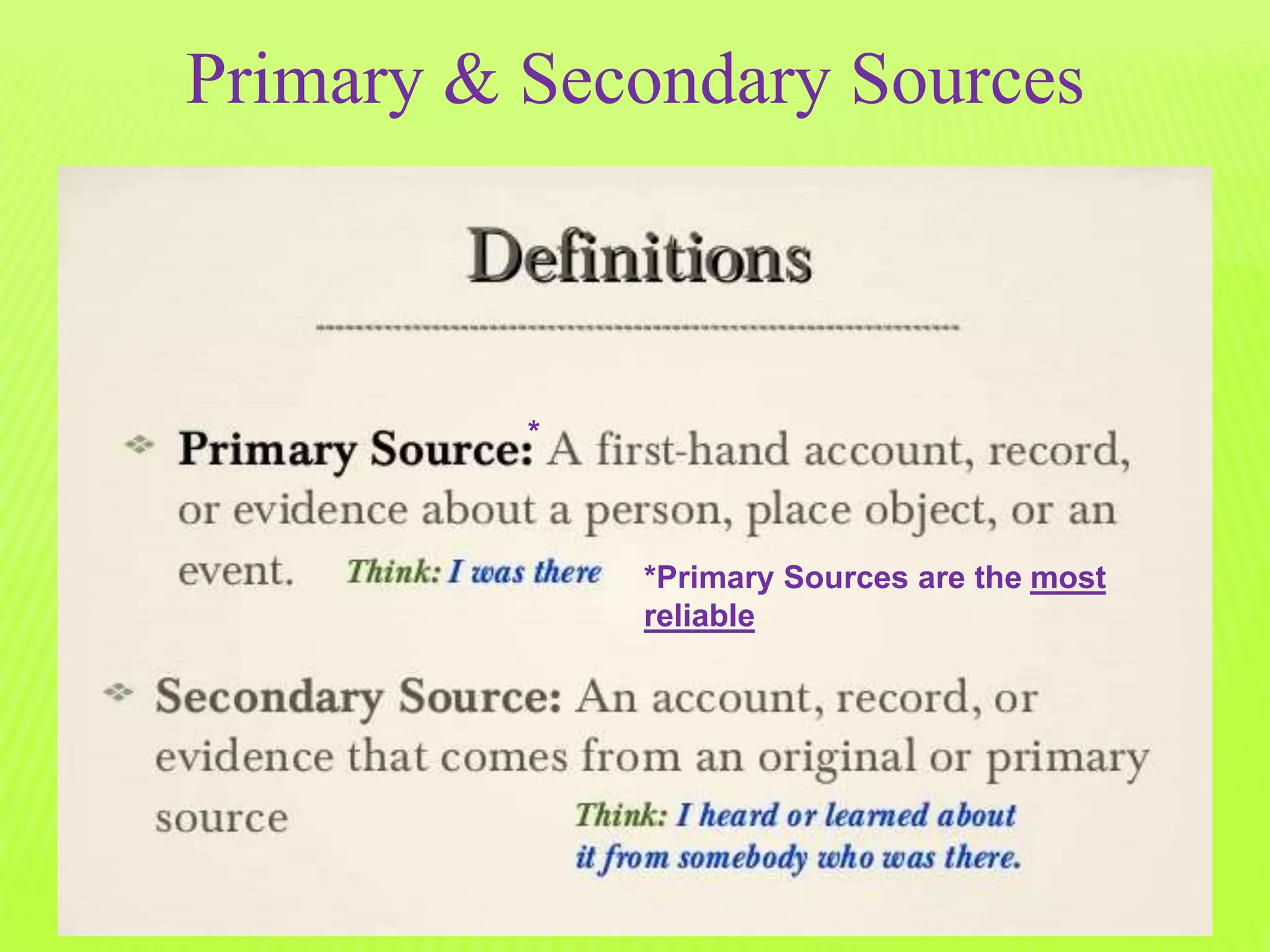 History sources archaeology primary & secondary sources | PPTX