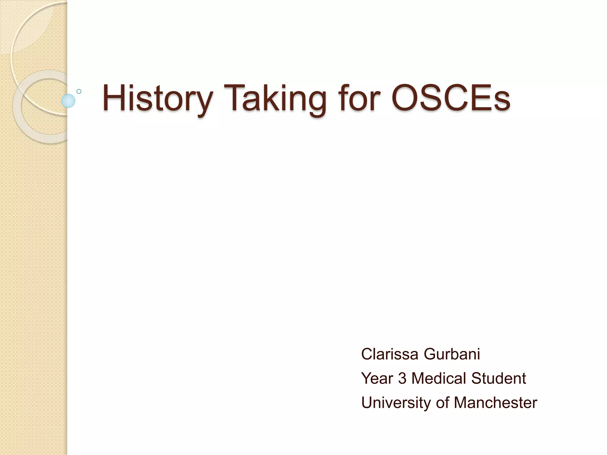 History Taking for OSCEs | PPTX