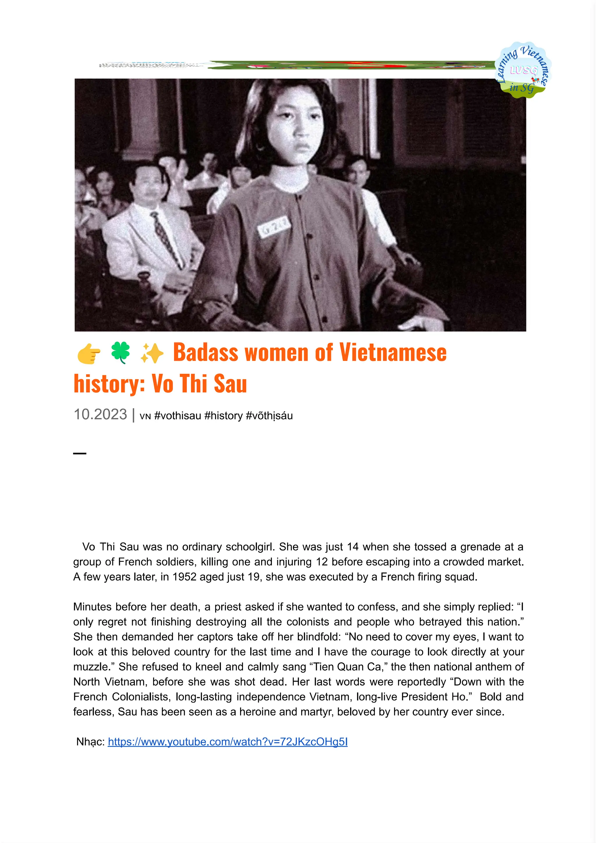 History - Vo Thi Sau.pdf | Asia Travel | Travel Locations