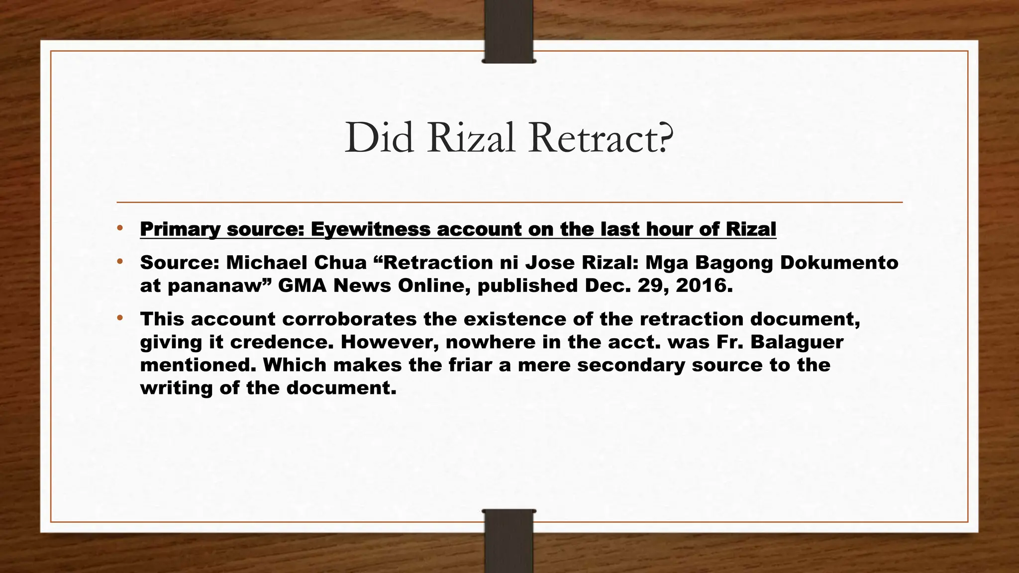 HISTORY 101 rizal Did Rizal Retract.pptx