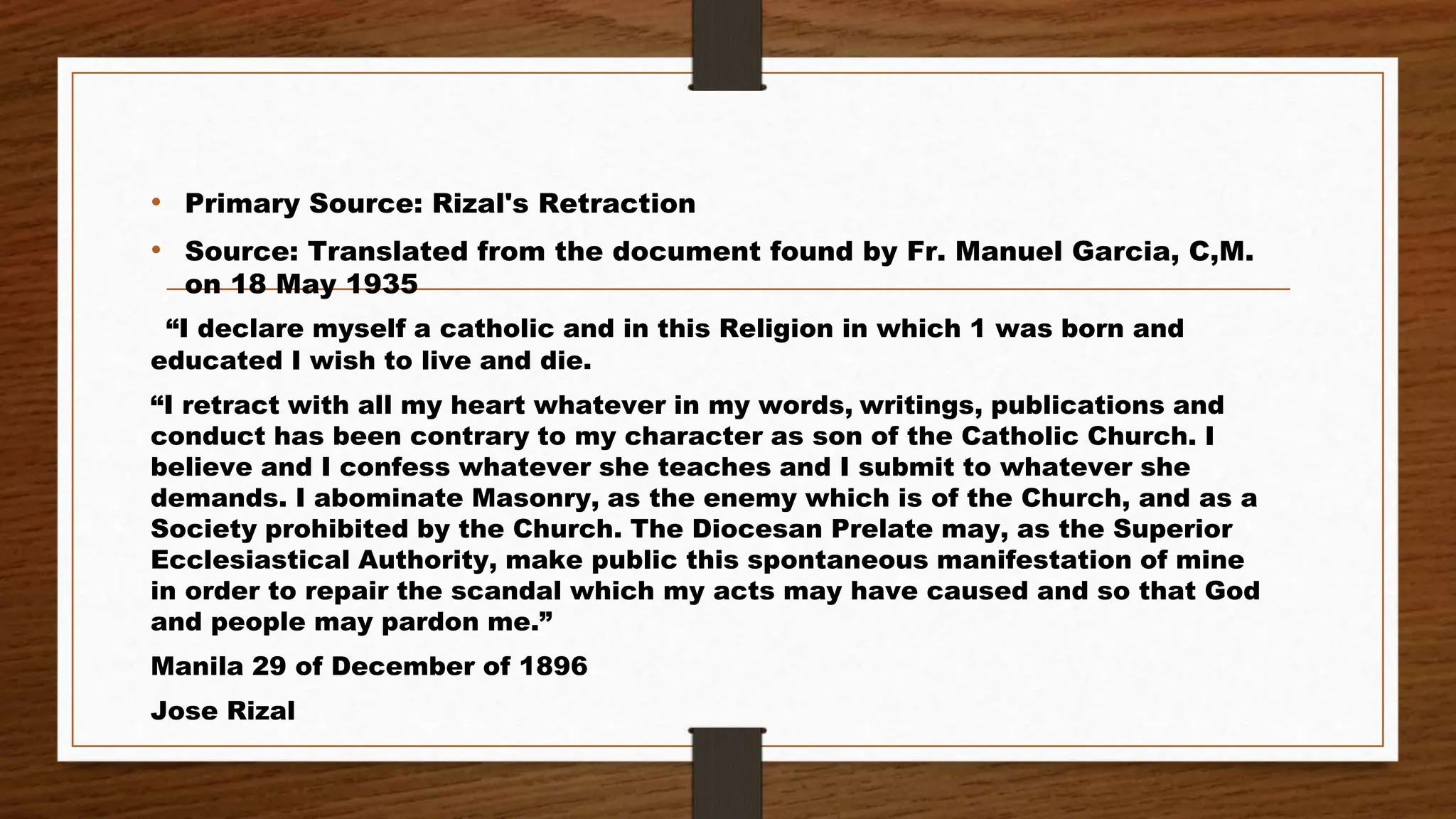 HISTORY 101 rizal Did Rizal Retract.pptx