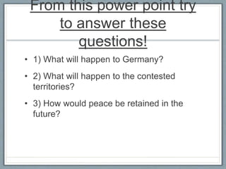 Causes of ww1 and peace settlement | PPT