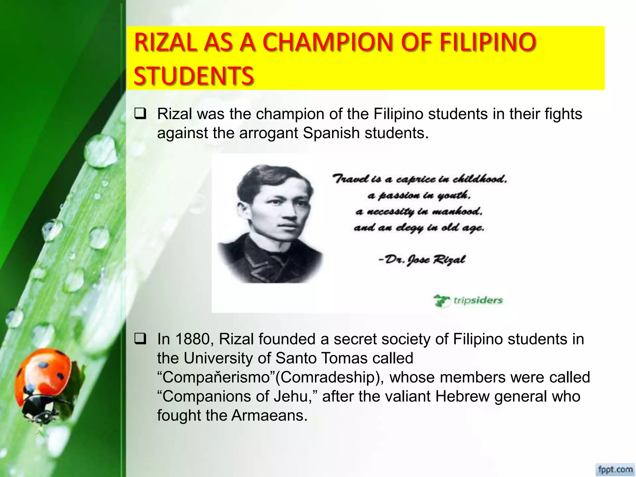 Rizal: Education in the University of Santo Tomas | PPTX