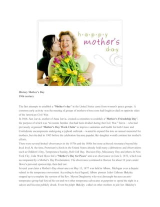 History about mother's day | DOCX