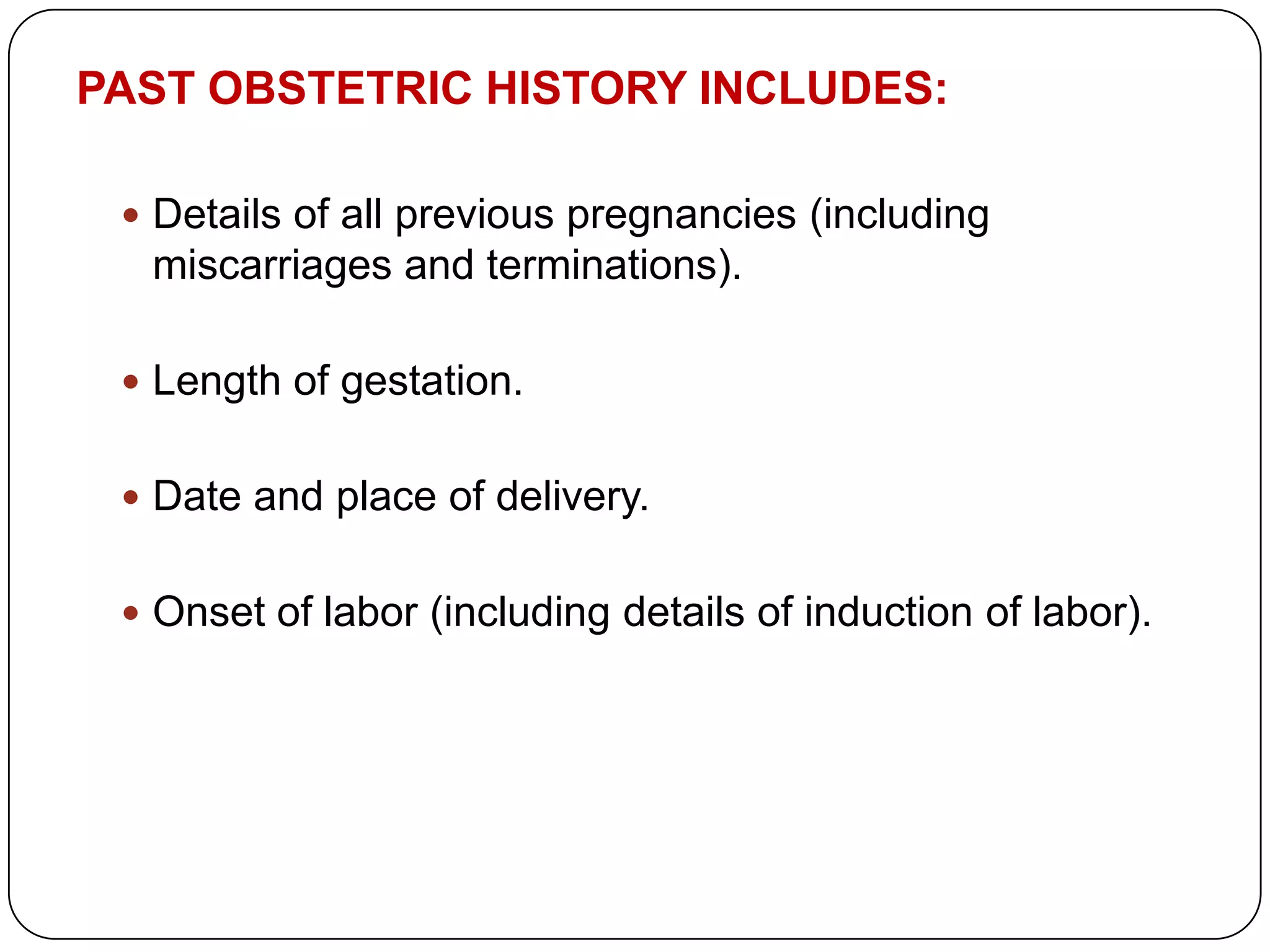 History and clinical examination in obstetrics | PPTX