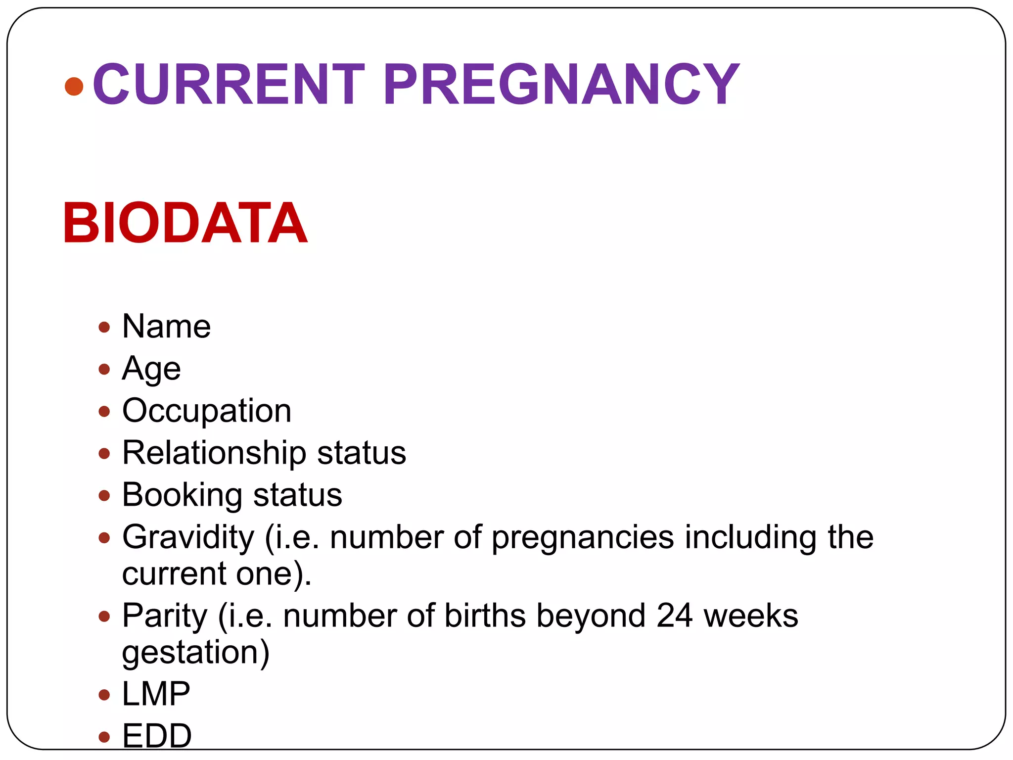 History and clinical examination in obstetrics | PPTX