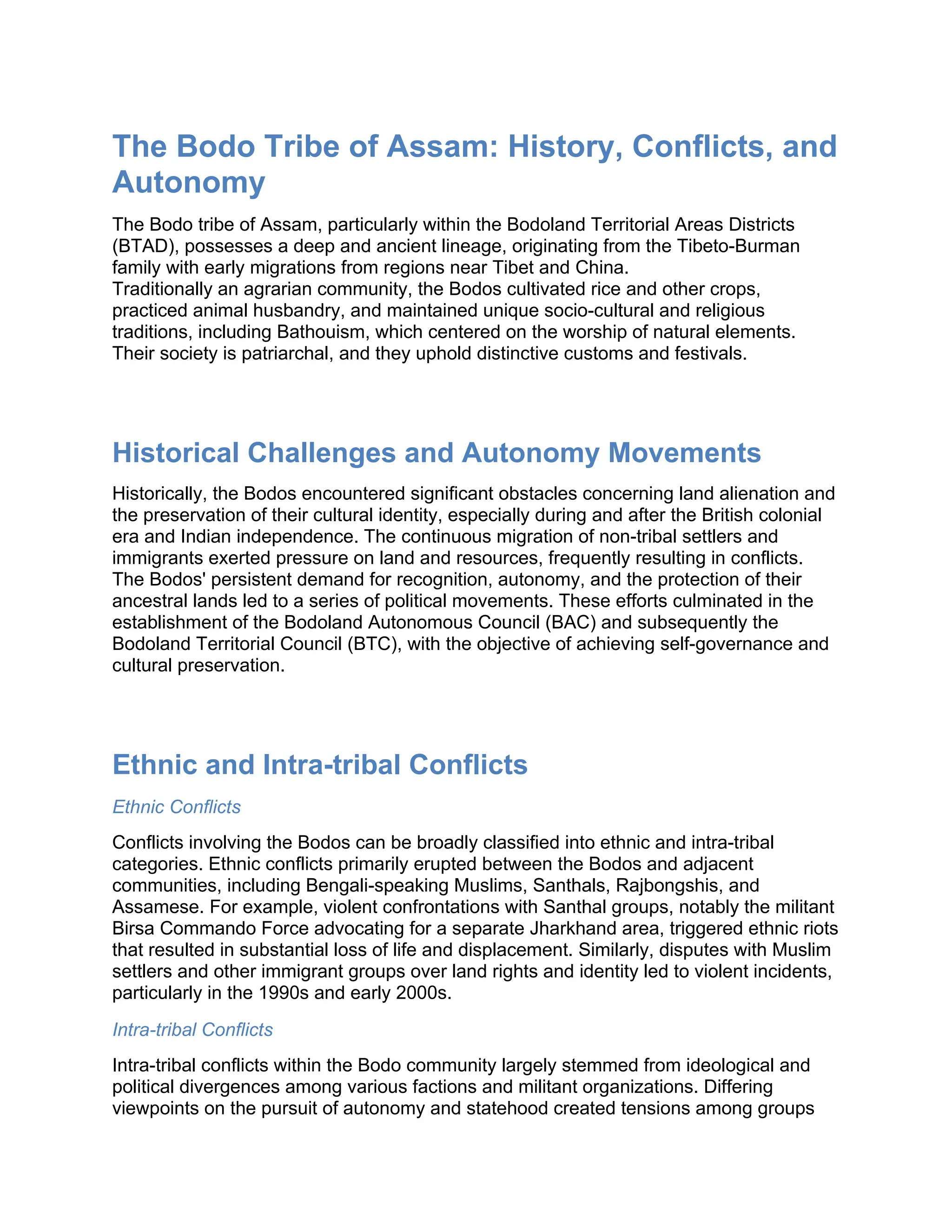 History and Conflicts of the Bodo Tribe.docx