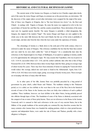 Jammu History and culture | DOCX