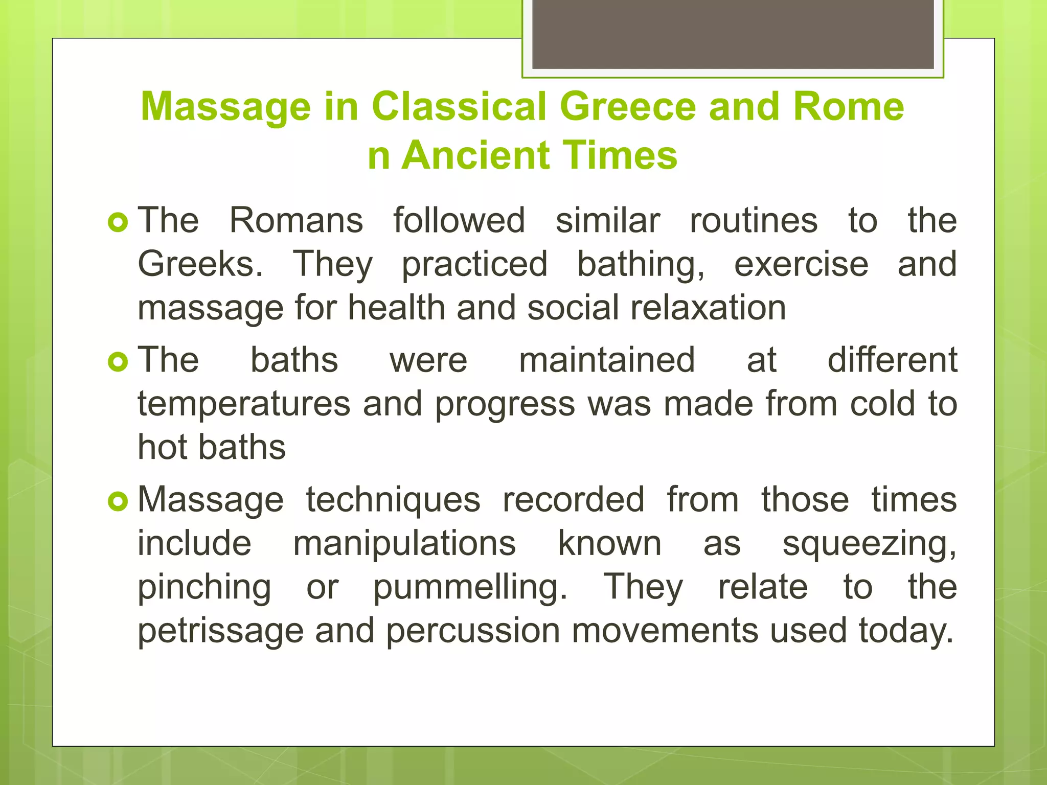 History and development of massage | PPTX