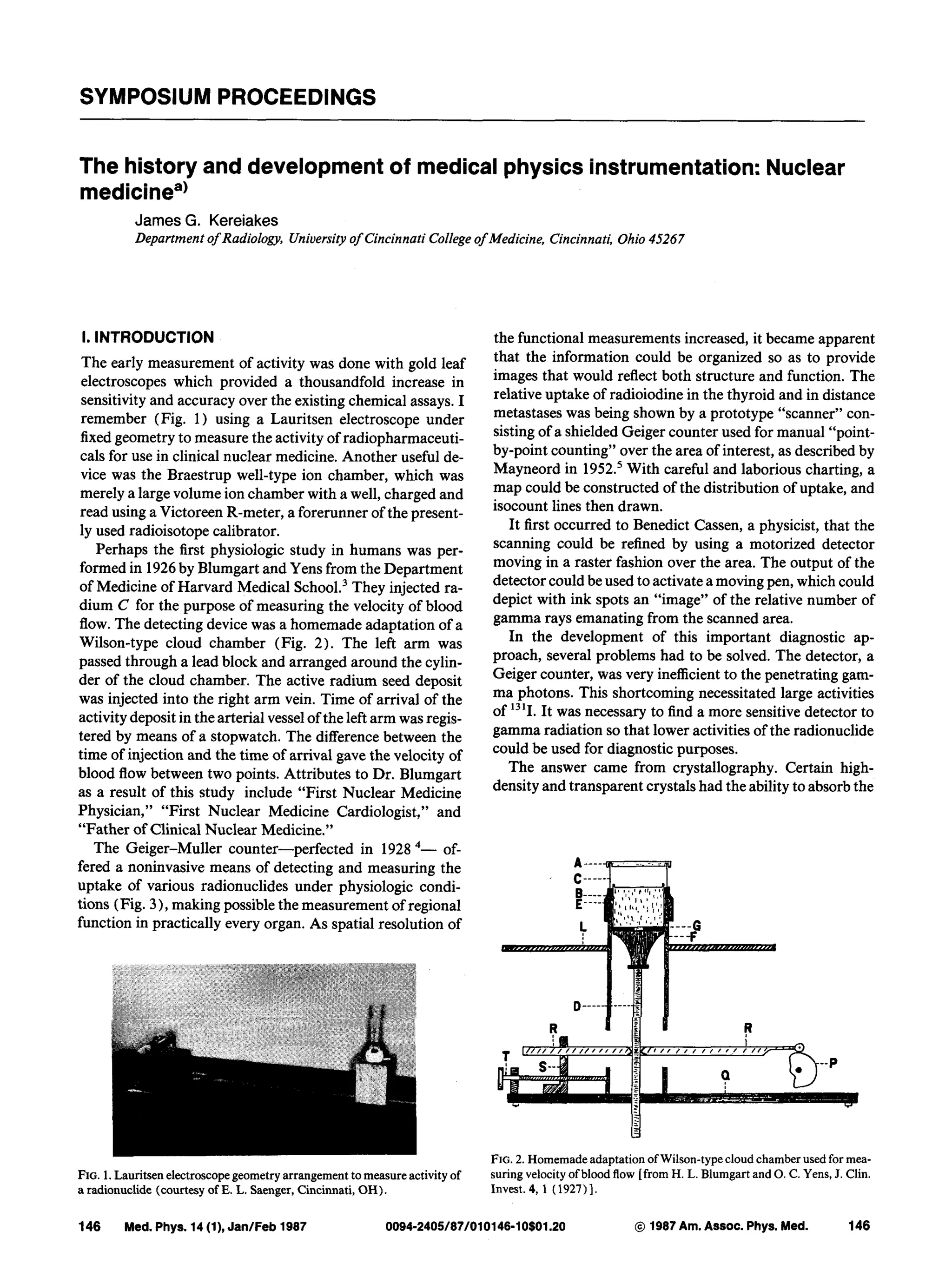 History and development of medical physics instrumentation ...