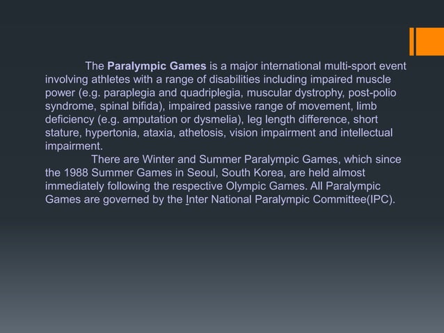History and development of paralympics | PDF | Summer Olympic Sports ...