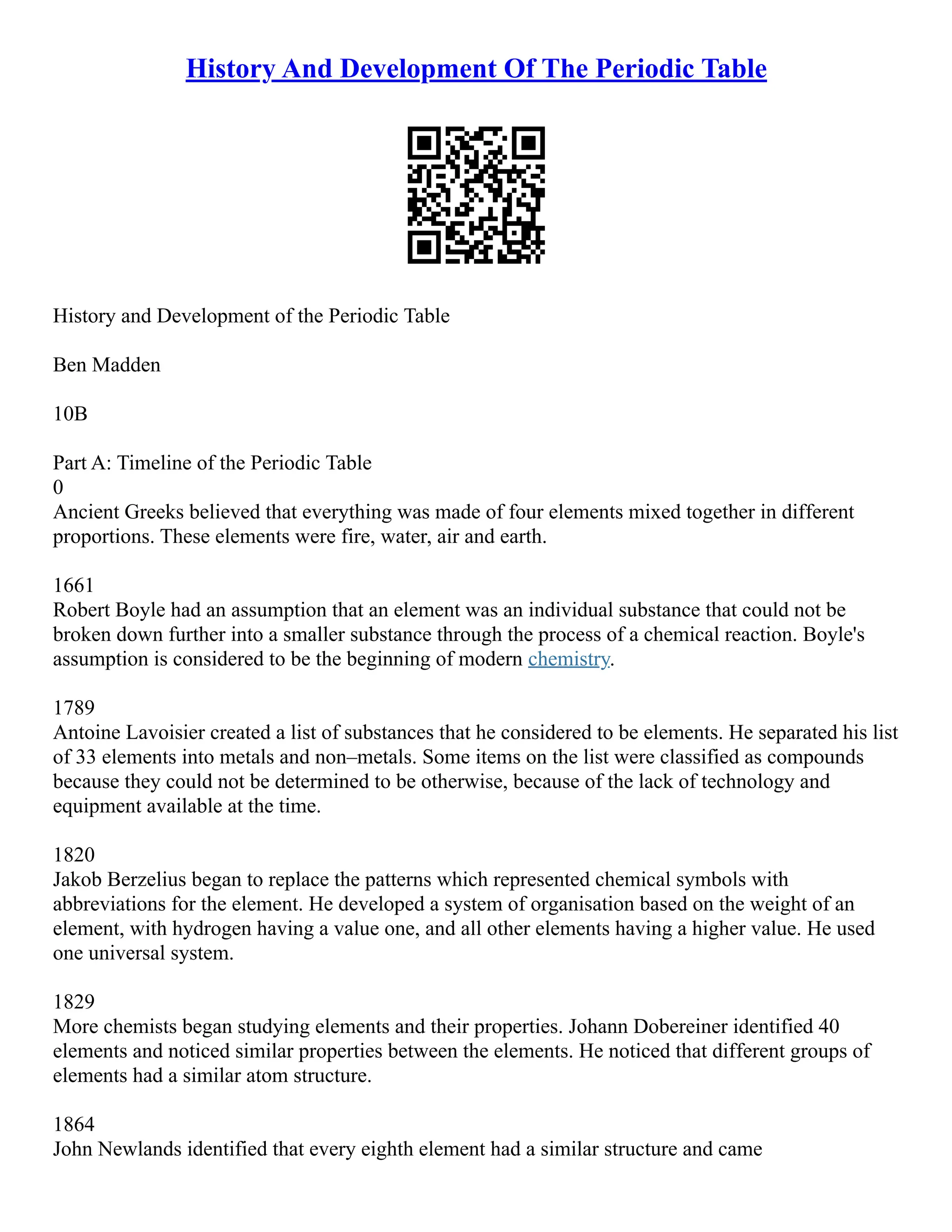 History And Development Of The Periodic Table | PDF