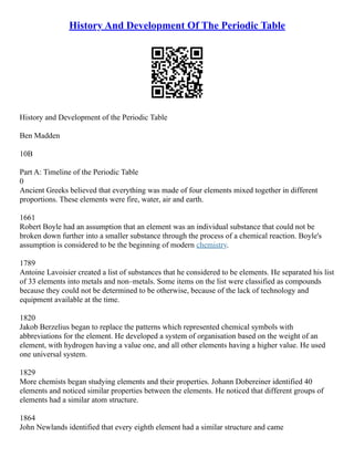 History And Development Of The Periodic Table | PDF