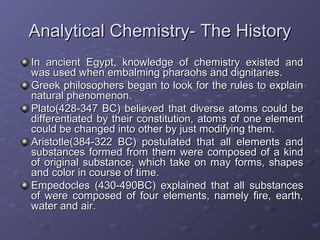 History and evolution of Chemistry and Quality Managment | PPT