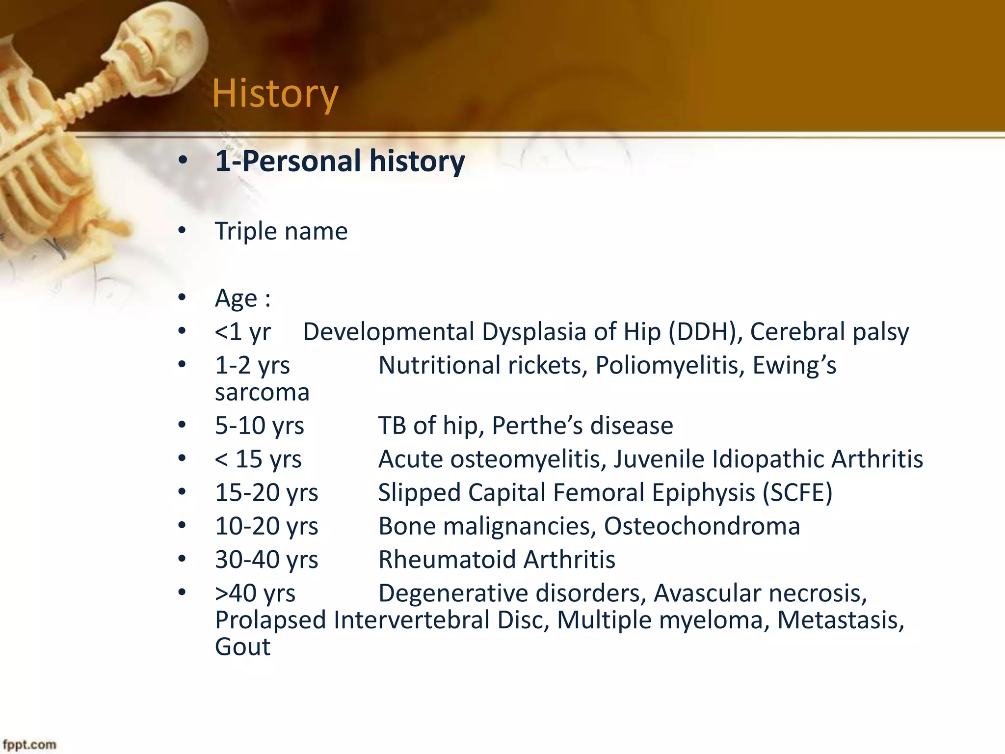 History and examination in orthopedics | PPTX