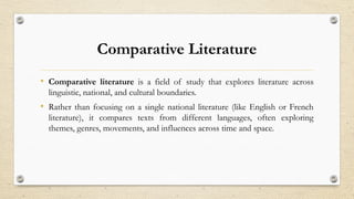 History and Origin of Comparative Literature | PPTX