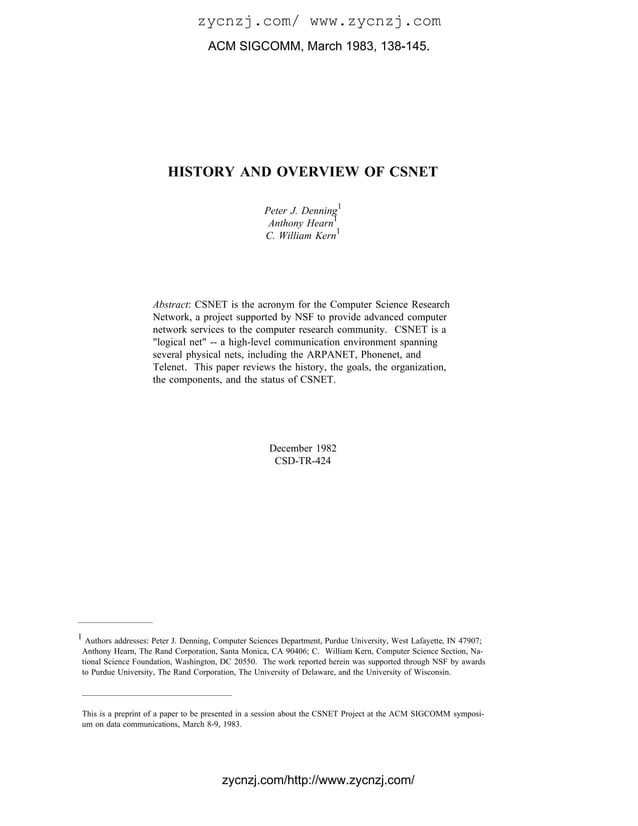 History and overview of csnet | PDF
