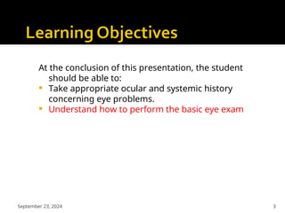 HISTORY AND PHYSICAL EXAM OF THE EYE. HO.ppt