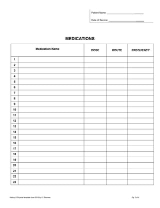 History & Physical Form PDF | PDF