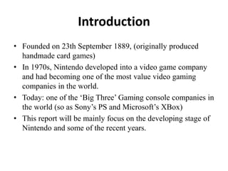History and plans of nintendo | PPTX
