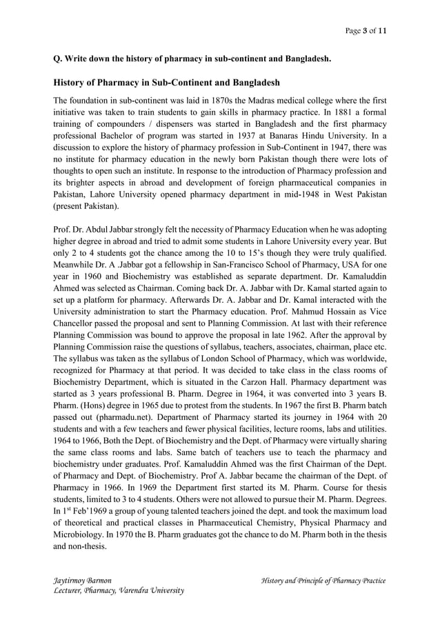 History and principle of pharmacy practice | PDF