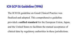 History and principles of ICH Good Clinical Practices (GCP) | PPTX